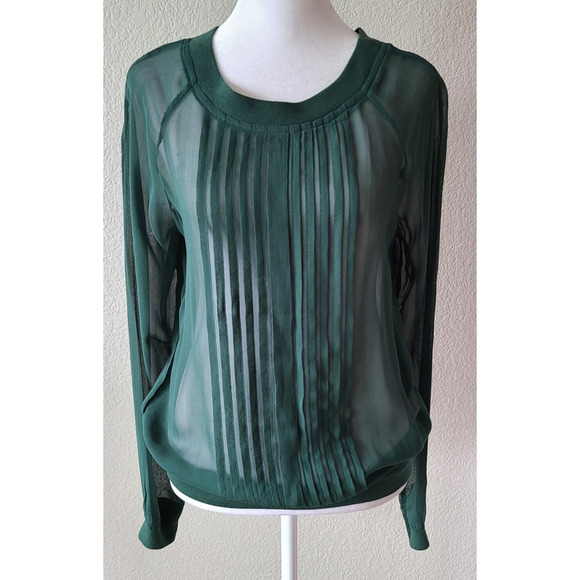 One Fine Day | Tops | Cocktail Party Sheer Top Blouse Xs Green Elegant ...